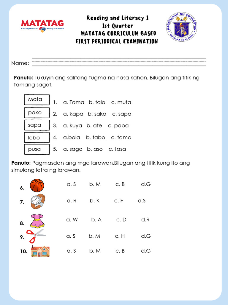 Q1 G1 Periodical Exam-RL | PDF