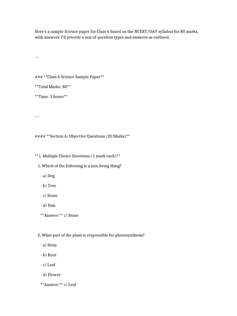 Class 6 Hindi Half Yearly Exam Sample Paper OAV | PDF | Water | Water Cycle