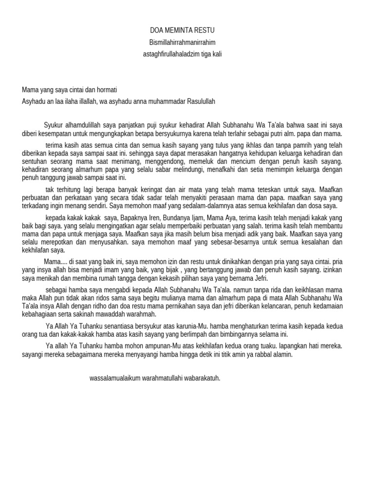 Doa Meminta Restu | PDF