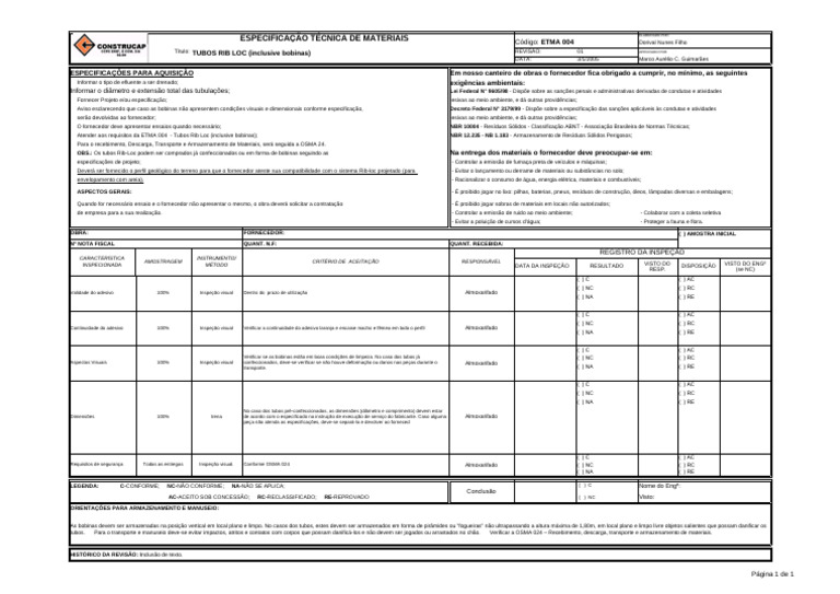 Especificações Tubos Rib Loc e Normas | PDF | Desperdício