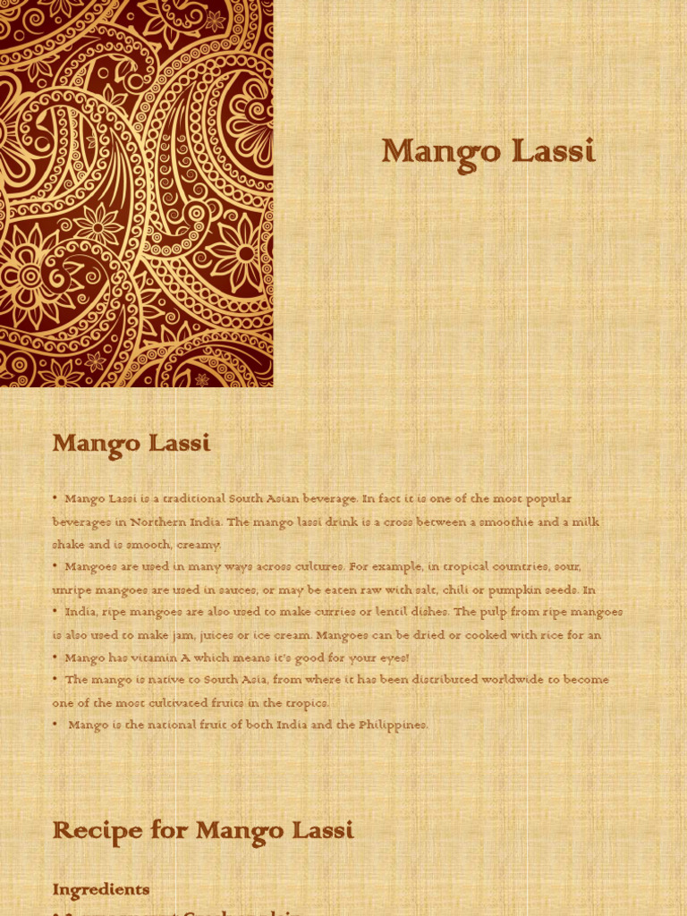 Day04 - India Mango Lassi | PDF | Cooking, Food & Wine