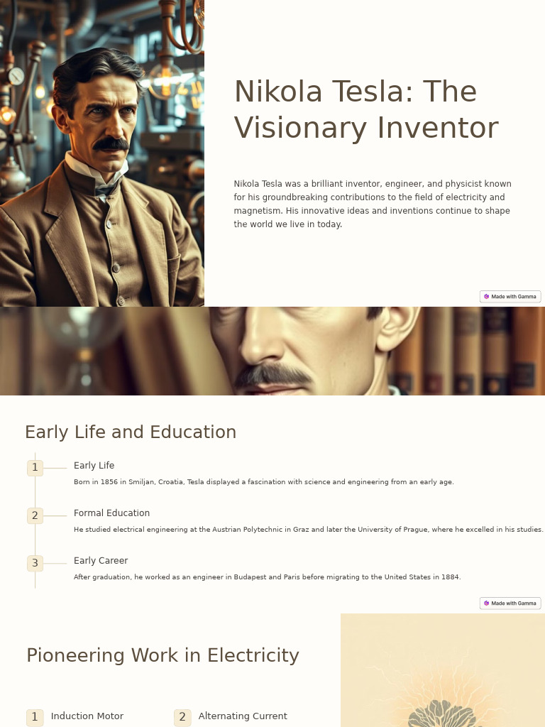 Nikola Tesla The Visionary Inventor | PDF | Electric Motor ...