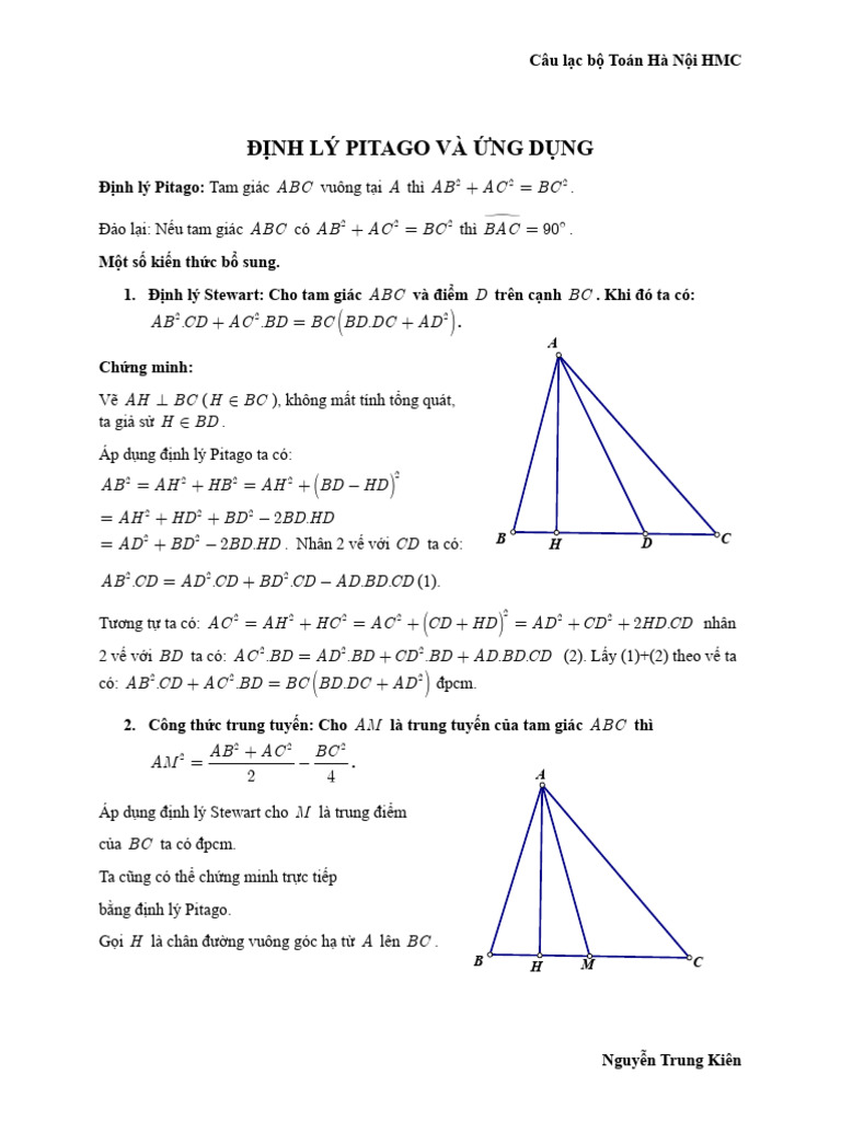 17 - Định Lý Pitago Và Ứng Dụng 7a | PDF