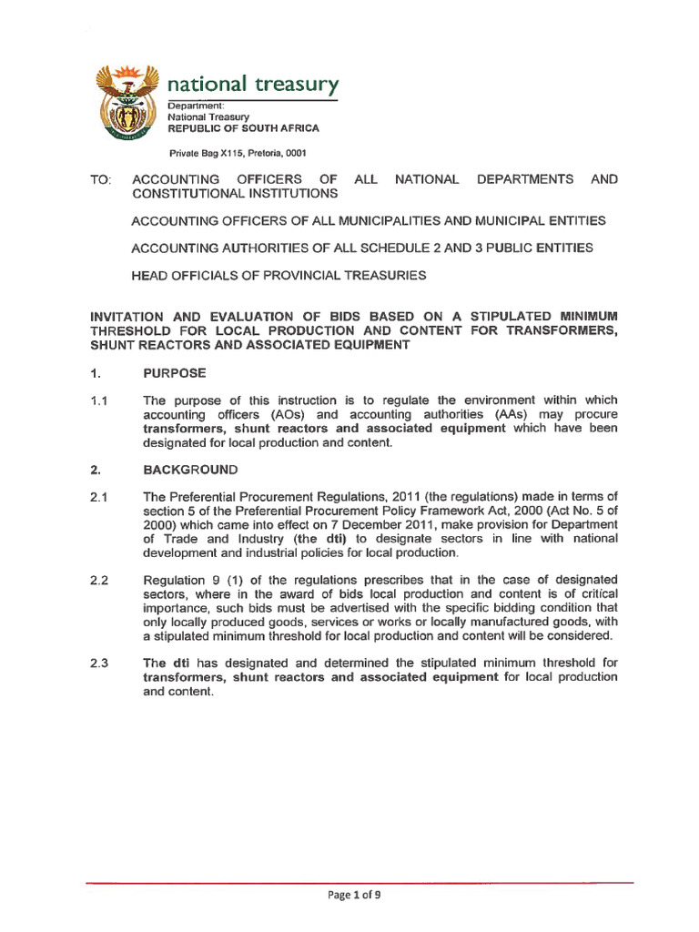 (Repealedl) Instruction On A Stipulated Minimum Threshold For Local ...