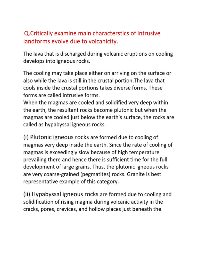 Intrusive Volcanic Landforms | PDF | Igneous Rock | Magma