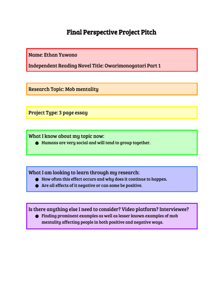 Perspective Project Pitch | PDF | Science & Mathematics