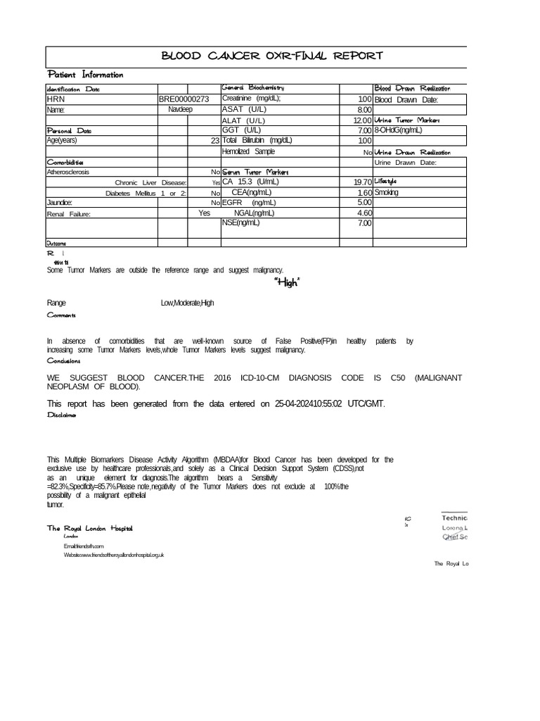 Blood Cancer Biomarker Report | PDF | Cancer | Neoplasms