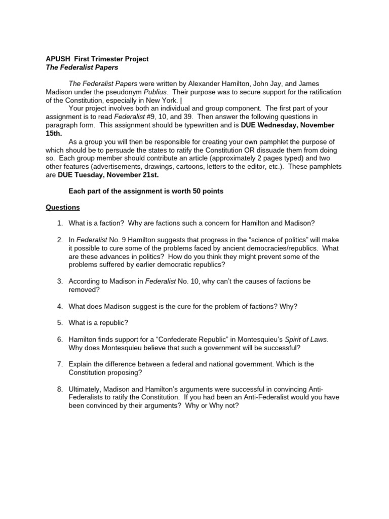 2023 APUSH First Trimester Project | PDF | Politics | History