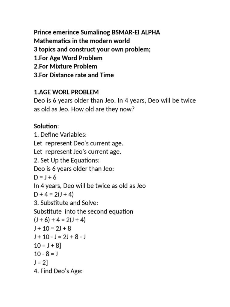 Prince Emerince Sumalinog | PDF | Equations | Variable (Mathematics)