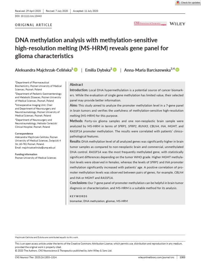 DNA Methylation Analysis With Methylation Sensitive | PDF | Dna ...