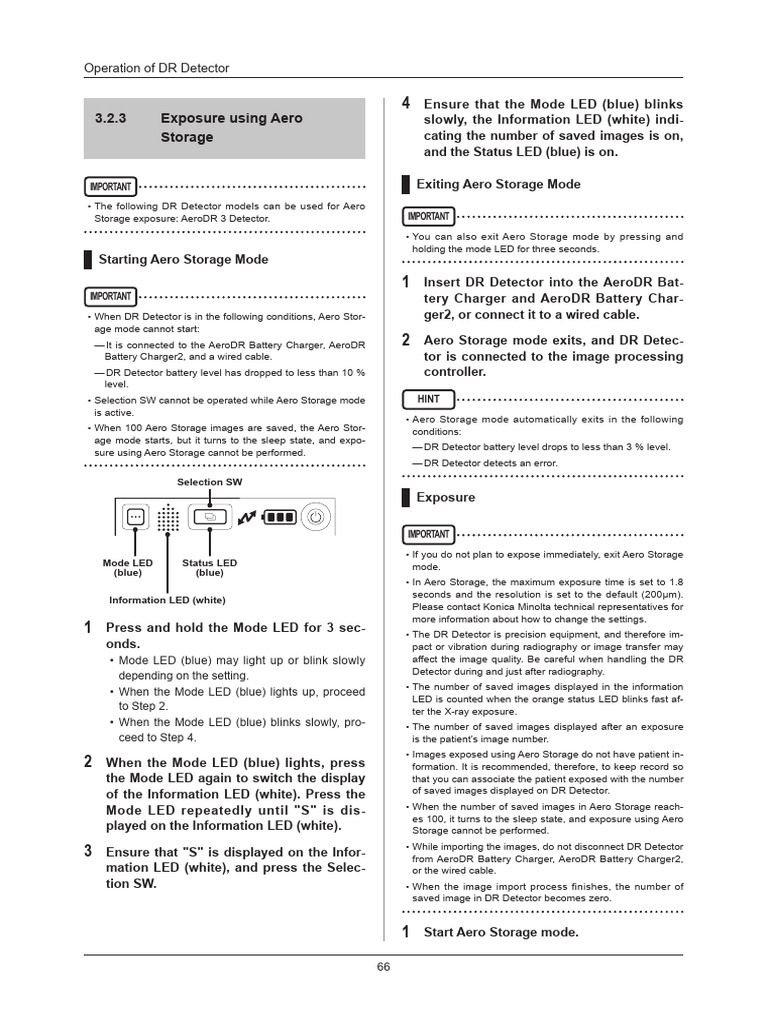 Aero Storage P66 3.2.3 Exposure Using Aero Storage - AeroDR SKR 3000 Operation Manual | PDF ...
