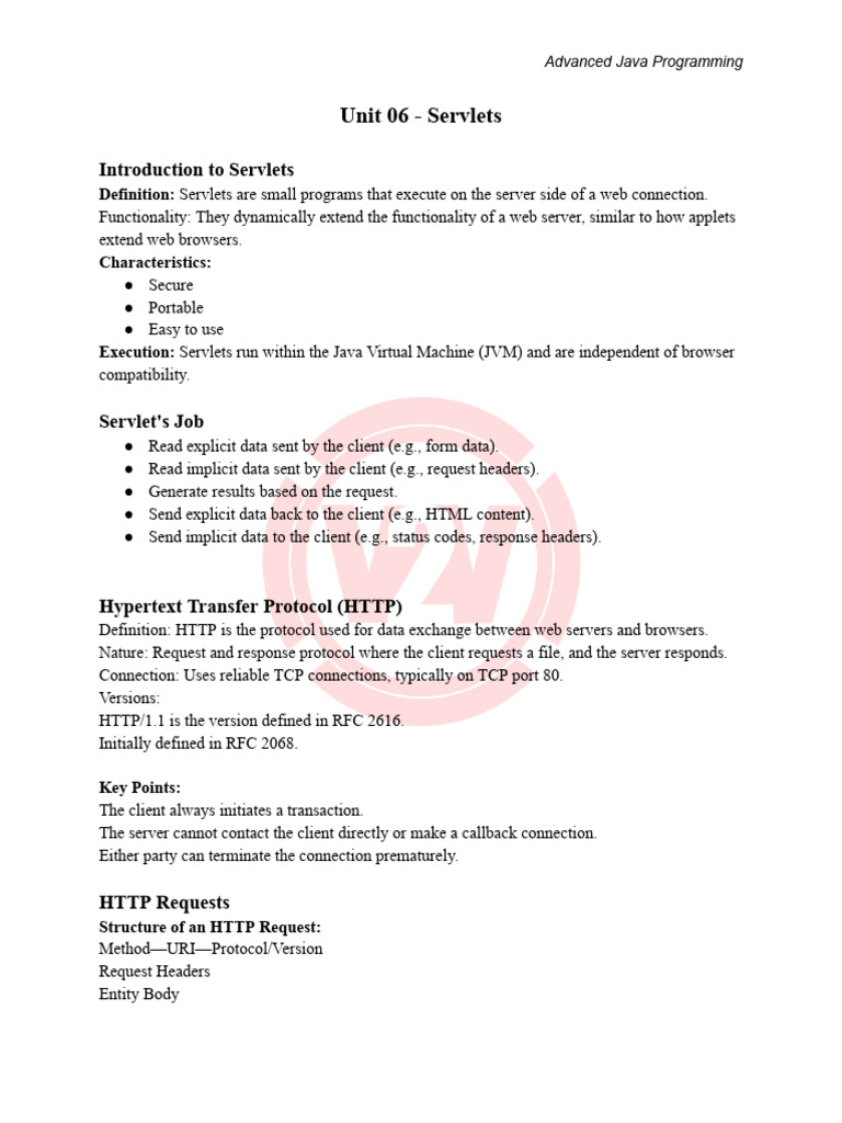 1120245-Unit 06 - Servlets | PDF | Web Server | Internet & Web