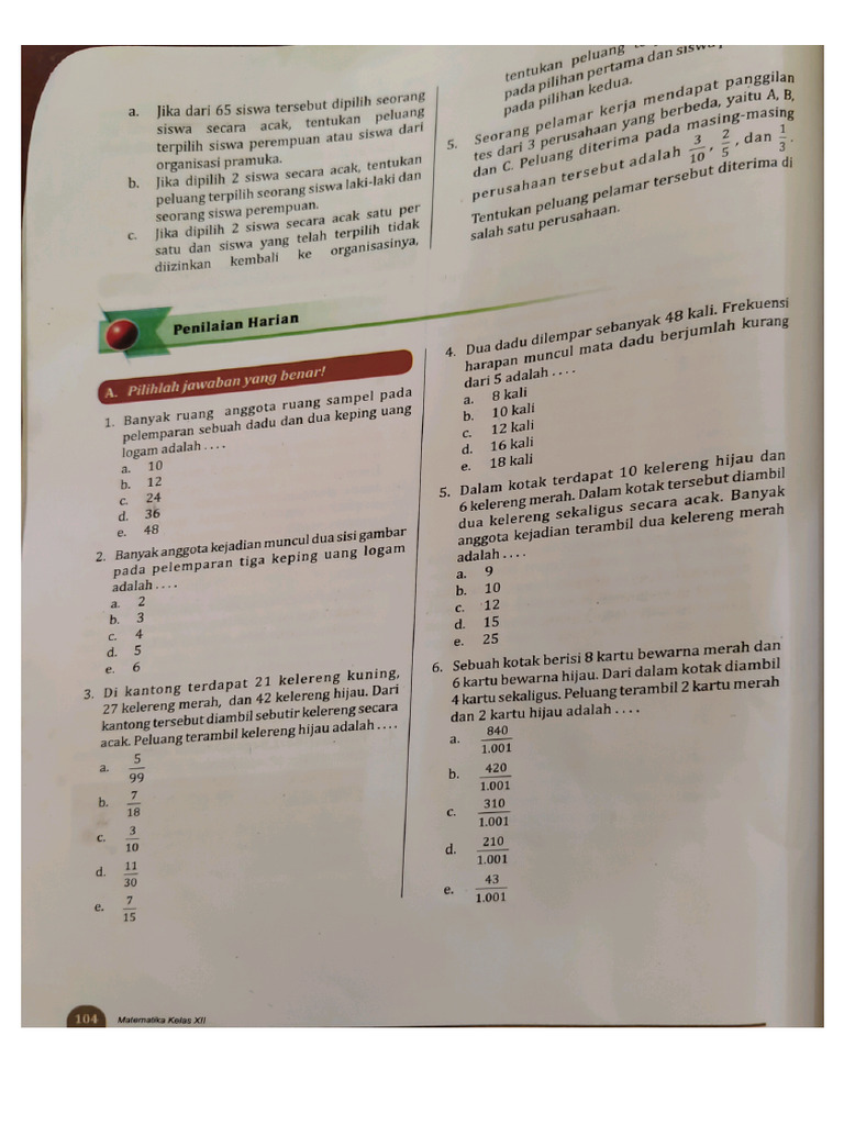 Soal Latihan Uh Peluang | PDF