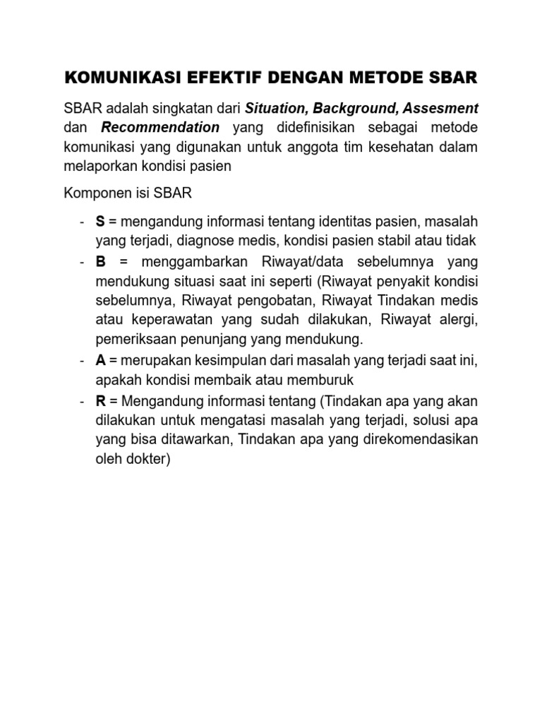 Komunikasi Efektif Dengan Metode Sbar | PDF Komunikasi Efektif Dengan Metode Sbar | PDF