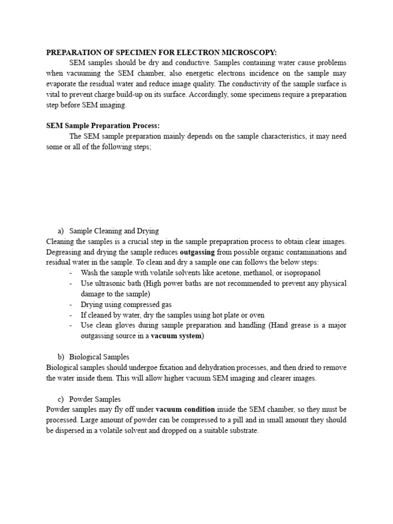 Preparation of Specimen For Electron Micros | PDF | Transmission Electron Microscopy | Fixation ...