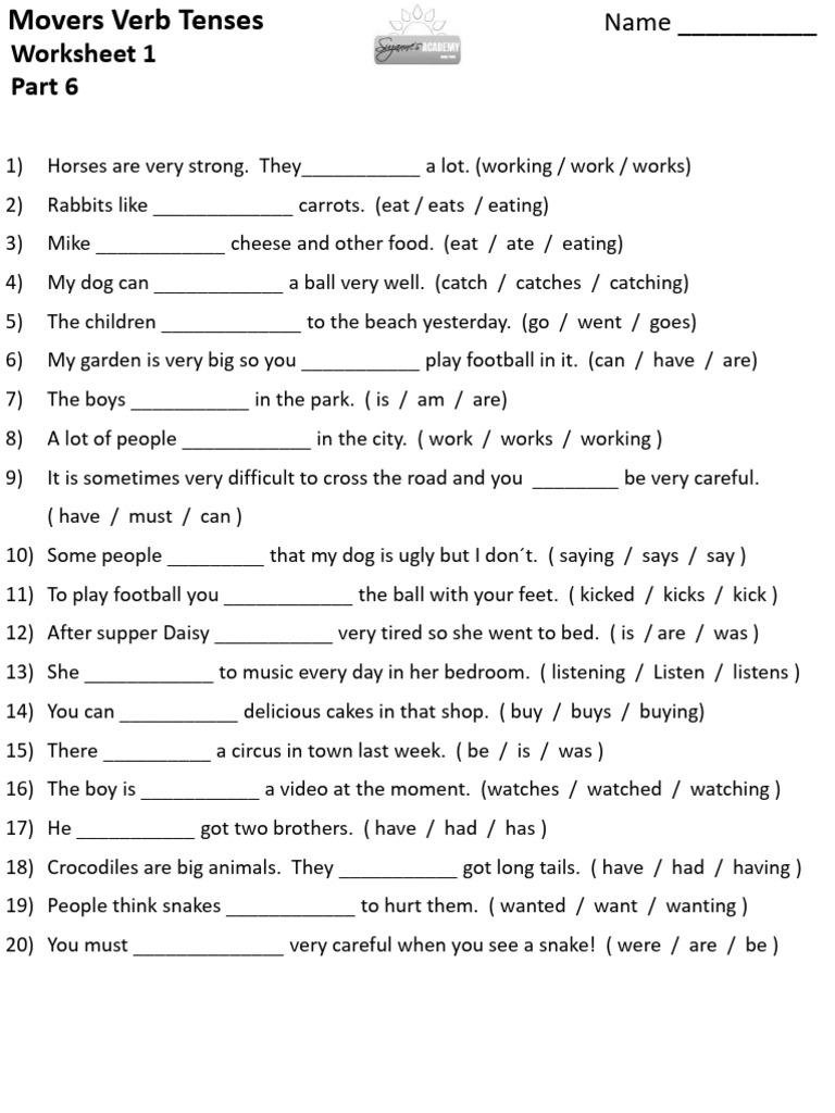 Verb Tenses Worksheet | PDF | Language Arts & Discipline