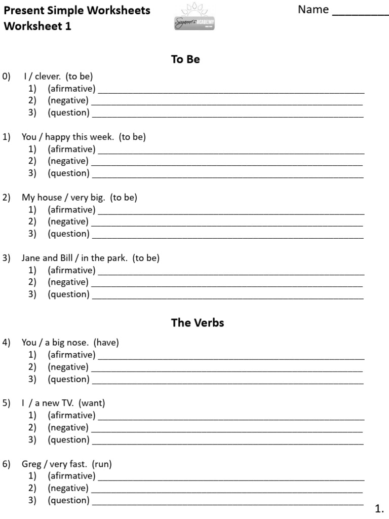Present Simple Worksheets | PDF