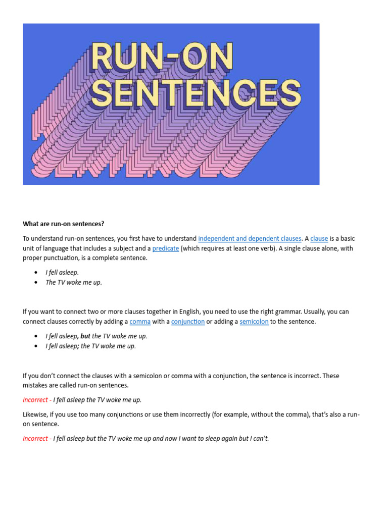 What Are Run On Sentence | PDF