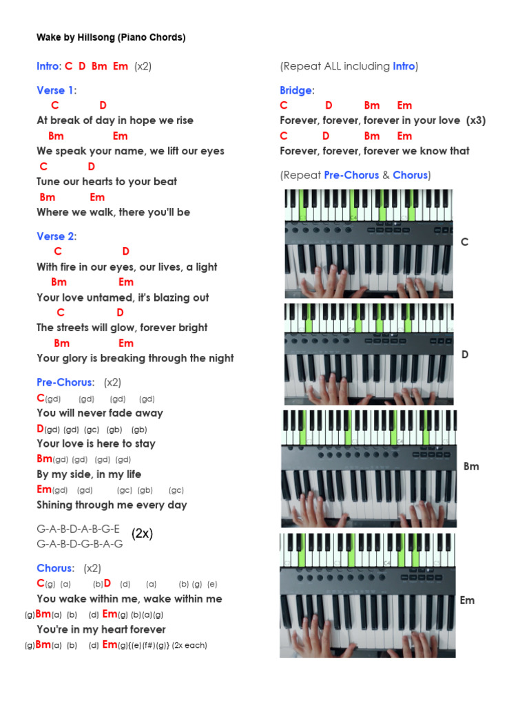 Wake by Hillsong: Piano Chords Guide | PDF