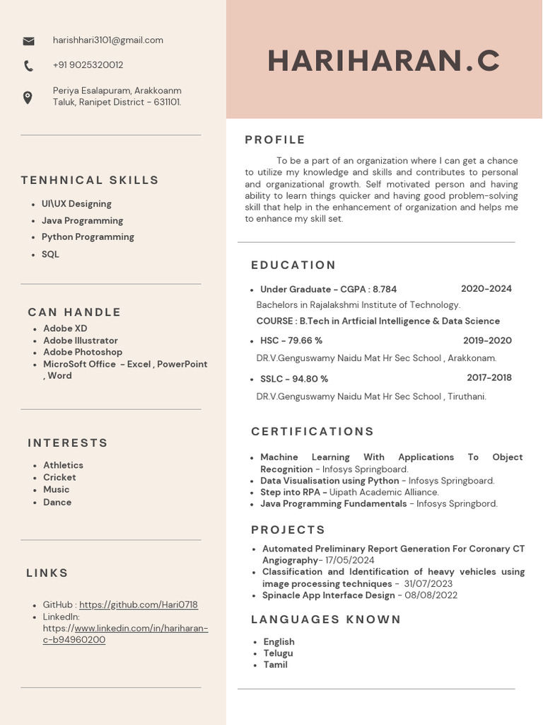 Hariharan.C Resume | PDF | Software | Computing