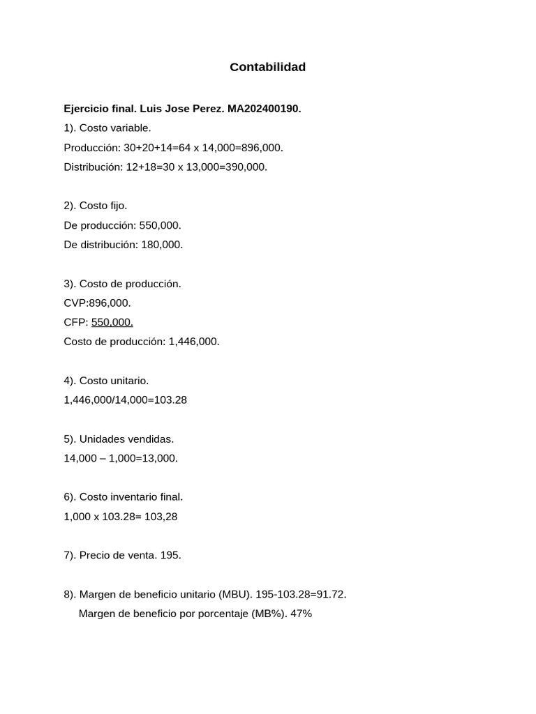 Contabilidad. Ejercicio Final | PDF | Tecnología