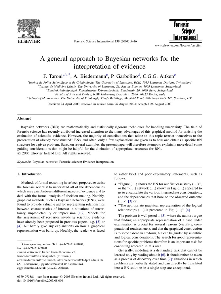 TARONI - 2004 - Bayesian Networks | PDF | Statistical Inference | Bayesian Network