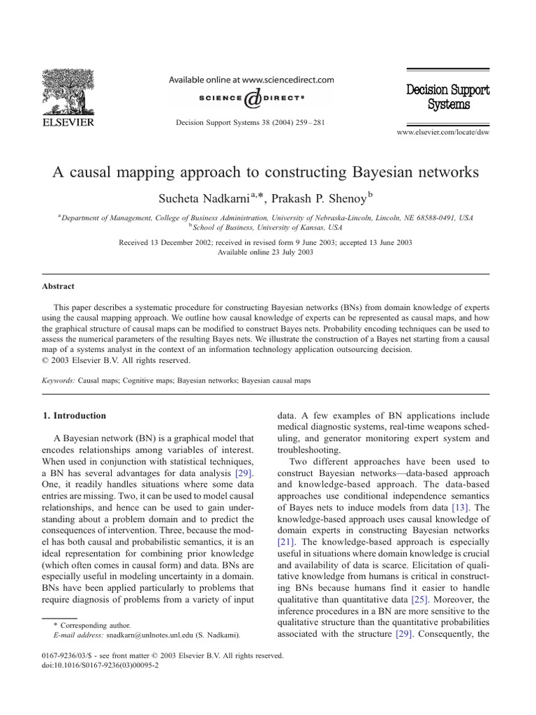 NADKARNI - SHENOY - 2004 - BN and Causal Mapping | PDF | Bayesian Network | Causality
