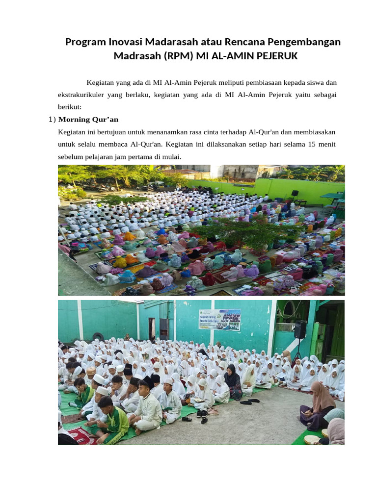 3.3.3. Program Inovasi Madarasah Atau Rencana Pengembangan Madrasah ...