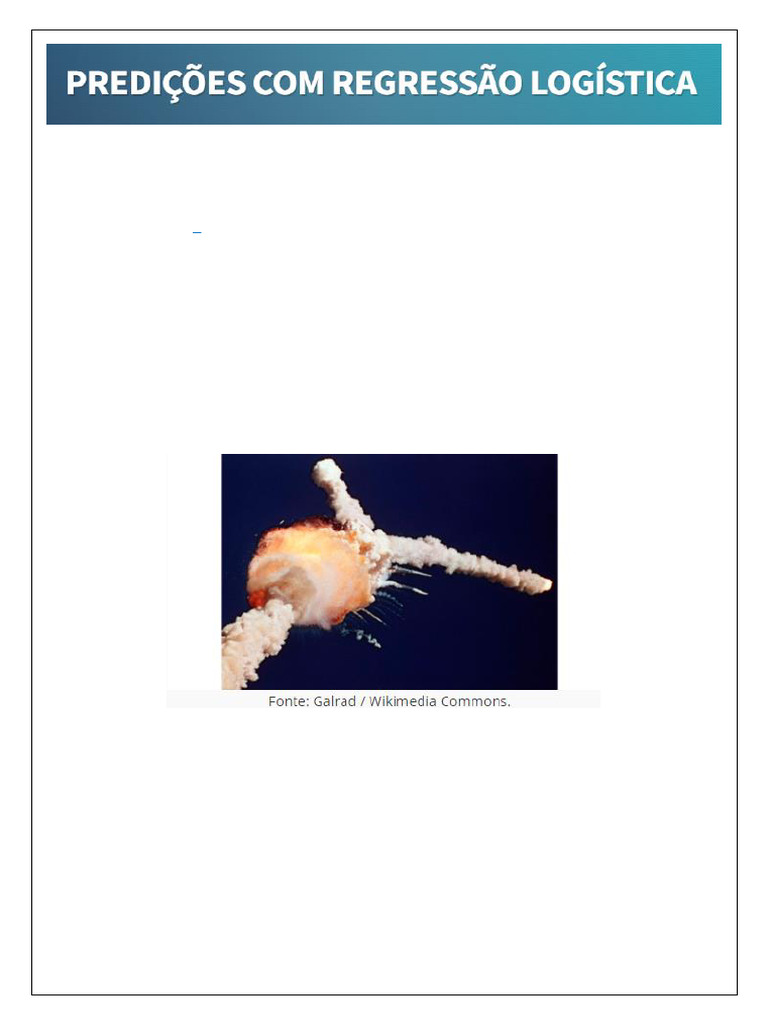 PREDIÇÕES COM REGRESSÃO LOGÍSTICA - Unidade 2 | PDF | Ônibus espacial ...