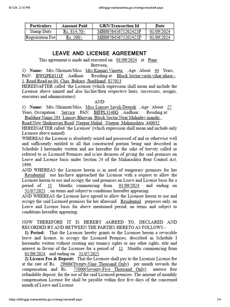 agreement draft sample | PDF | License | Landlord