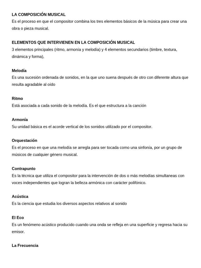 La Composición Musical | PDF | Estudios de idiomas extranjeros | Arte