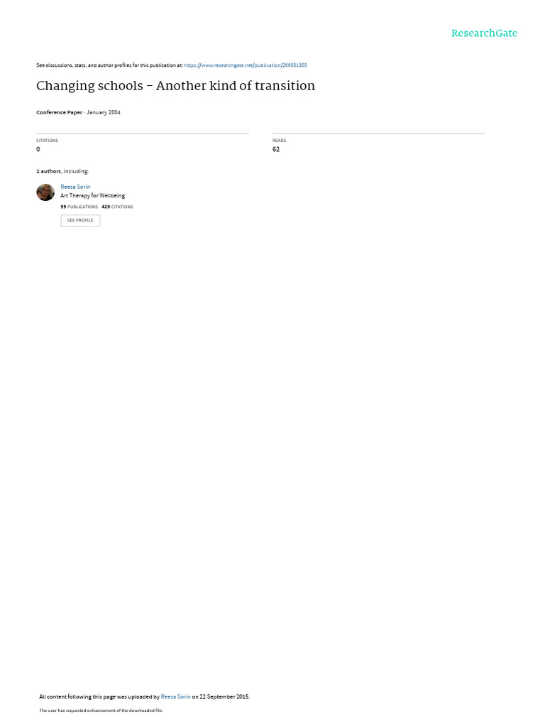 Changing Schools | PDF | Teachers | Curriculum