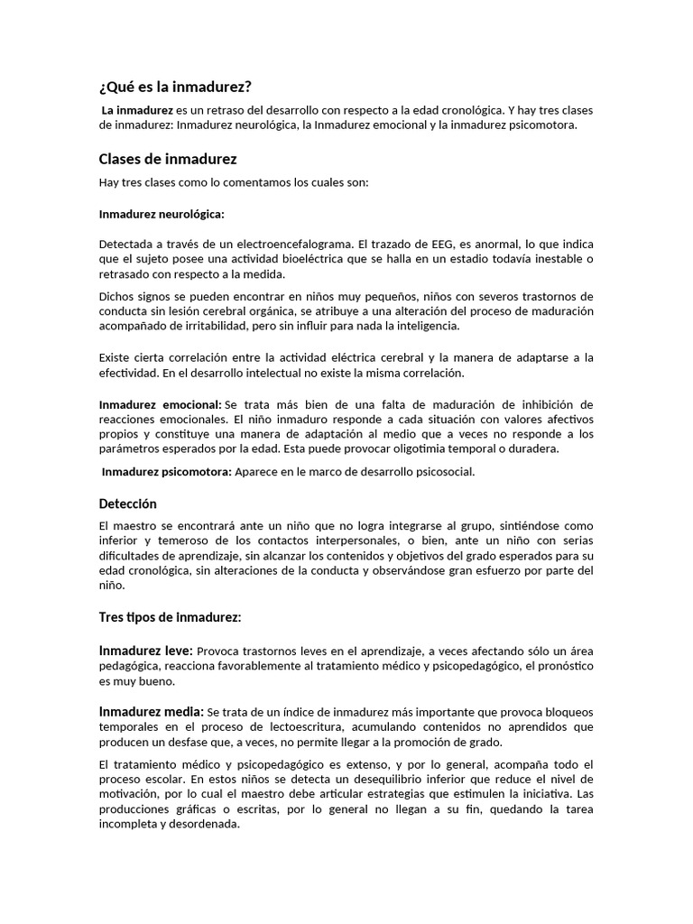 Qué Es La Inmadurez | PDF | Las emociones | Aprendizaje