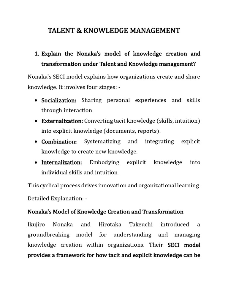 Talent & Knowledge Management | PDF | Tacit Knowledge | Knowledge Management