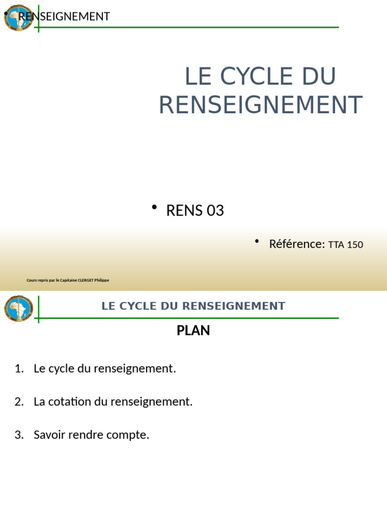 2019 RENS 03 Le Cycle Du Renseignement | PDF | Renseignement