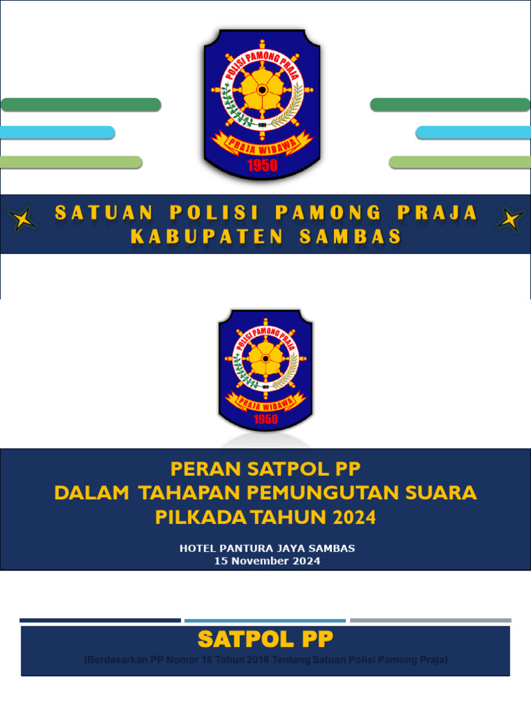 (PPT) Peran Satpol PP Dalam Tahapan Pemungutan Suara PILKADA 2024 - 022547 | PDF