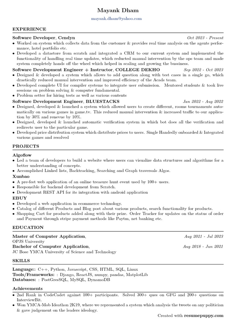 Mayank Resume | PDF | Software | Computing