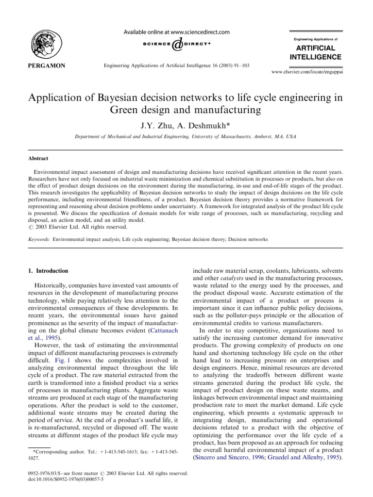 ZHU - DESHMUKH - 2003 - Application Bayesian Decision Networks | PDF | Bayesian Network