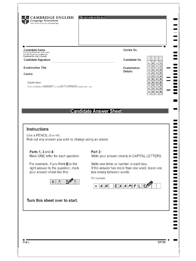Answersheet Paper 3 | PDF