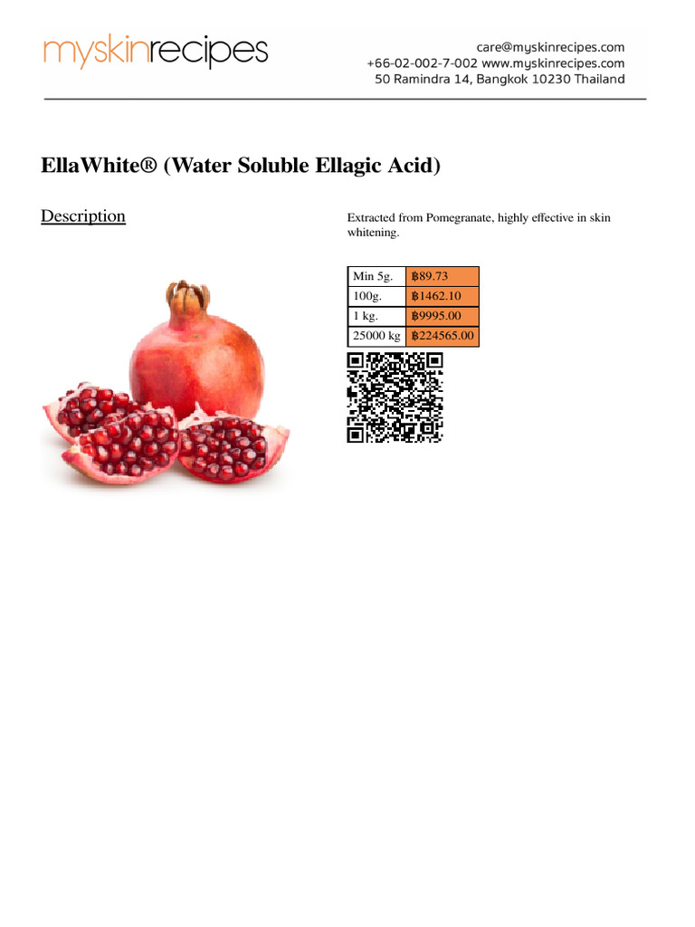 MySkinRecipes - EllaWhite® (Water Soluble Ellagic Acid) | PDF | Skin