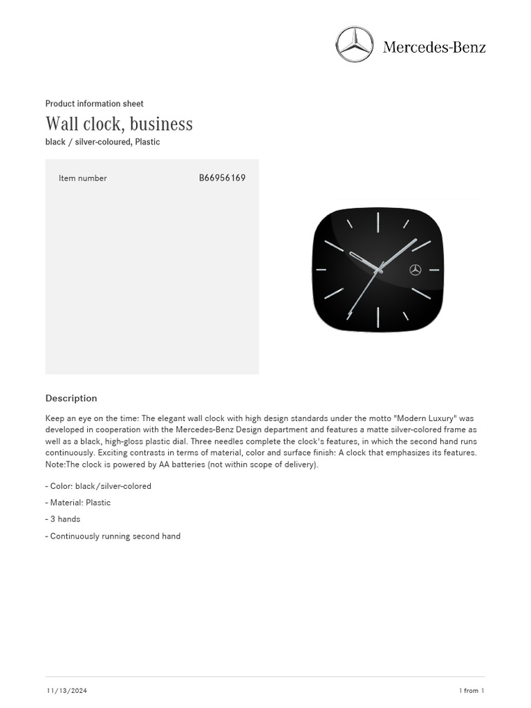 Wall Clock, Business - Mercedes Benz | PDF | Technology & Engineering
