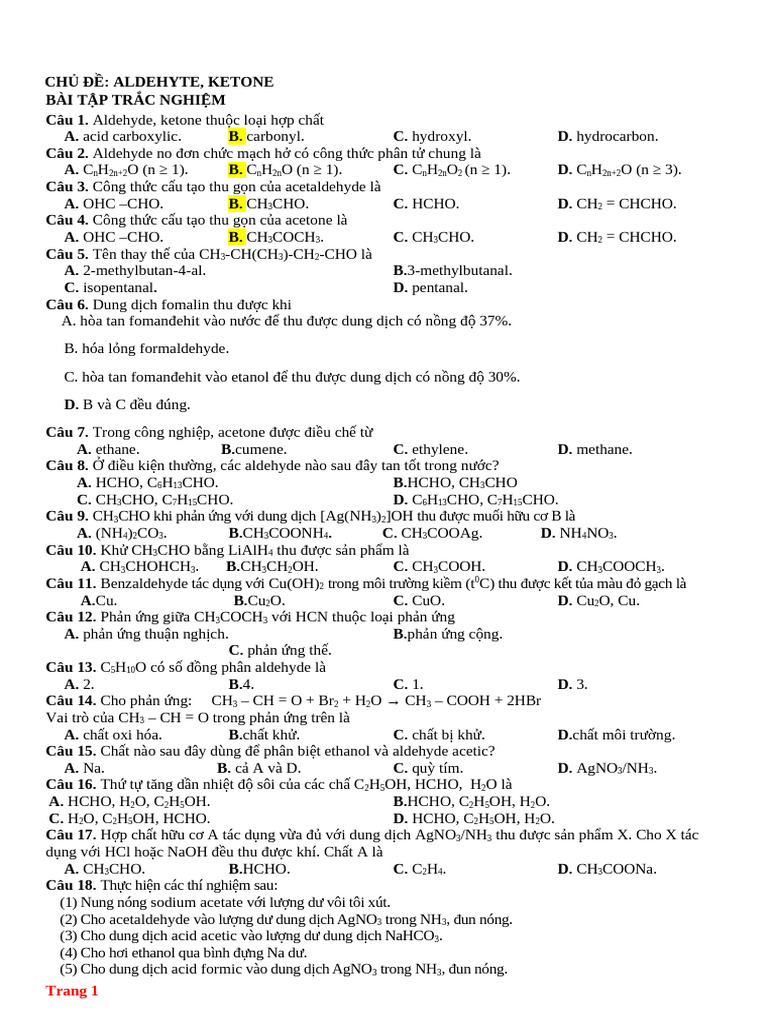 Aldehyte Ketone Acid | PDF
