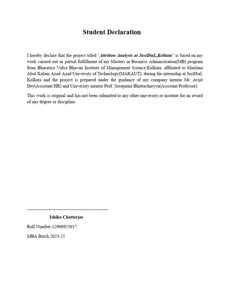 Student Declaration Final | PDF