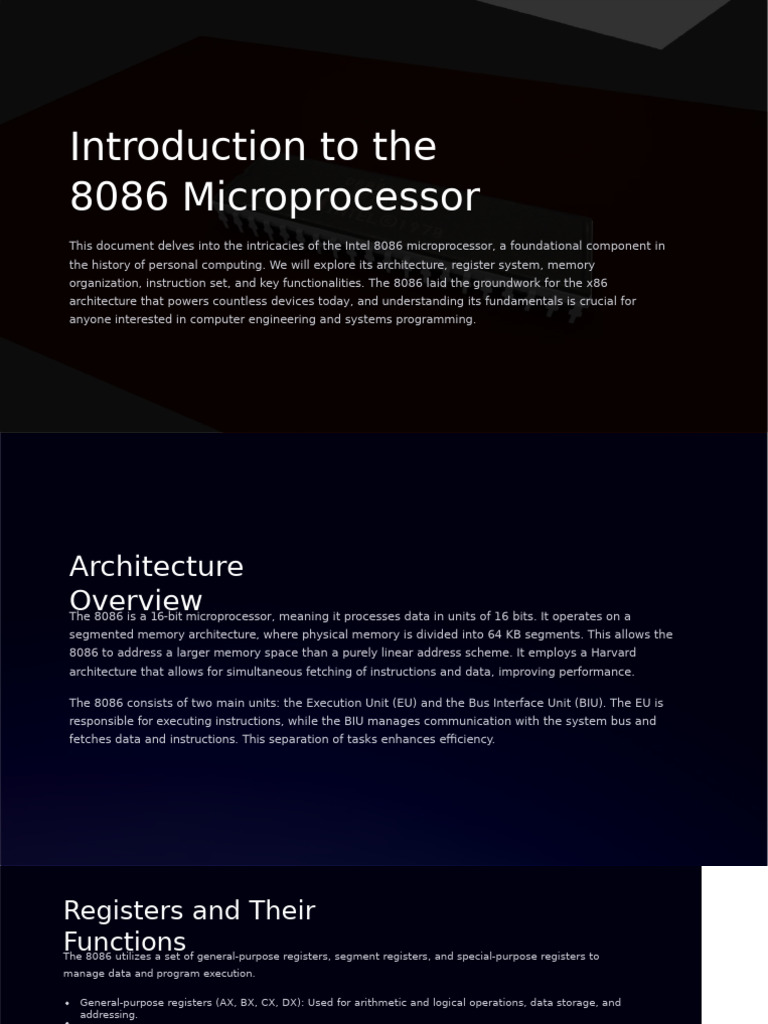 Overview of the 8086 Microprocessor | PDF | Input/Output | Central Processing Unit