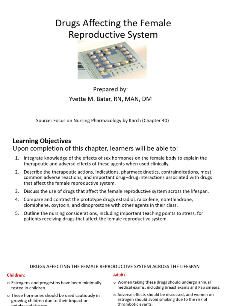 Female Reproductive Drugs Overview | PDF | Hormone Replacement Therapy ...