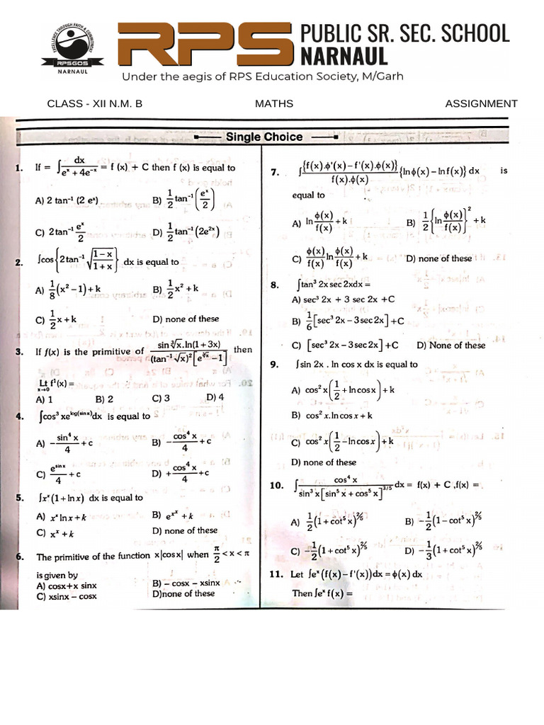 Indefinite integral | PDF