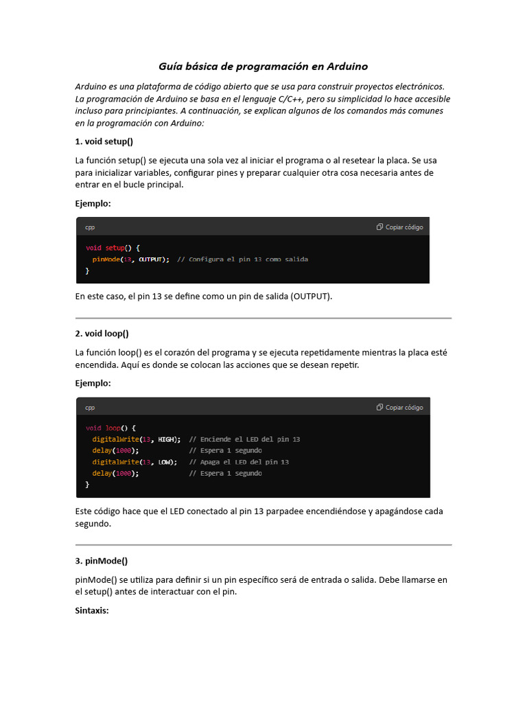 Conceptos Básicos de Programación en Arduino | PDF | Arduino | Ingeniería de software
