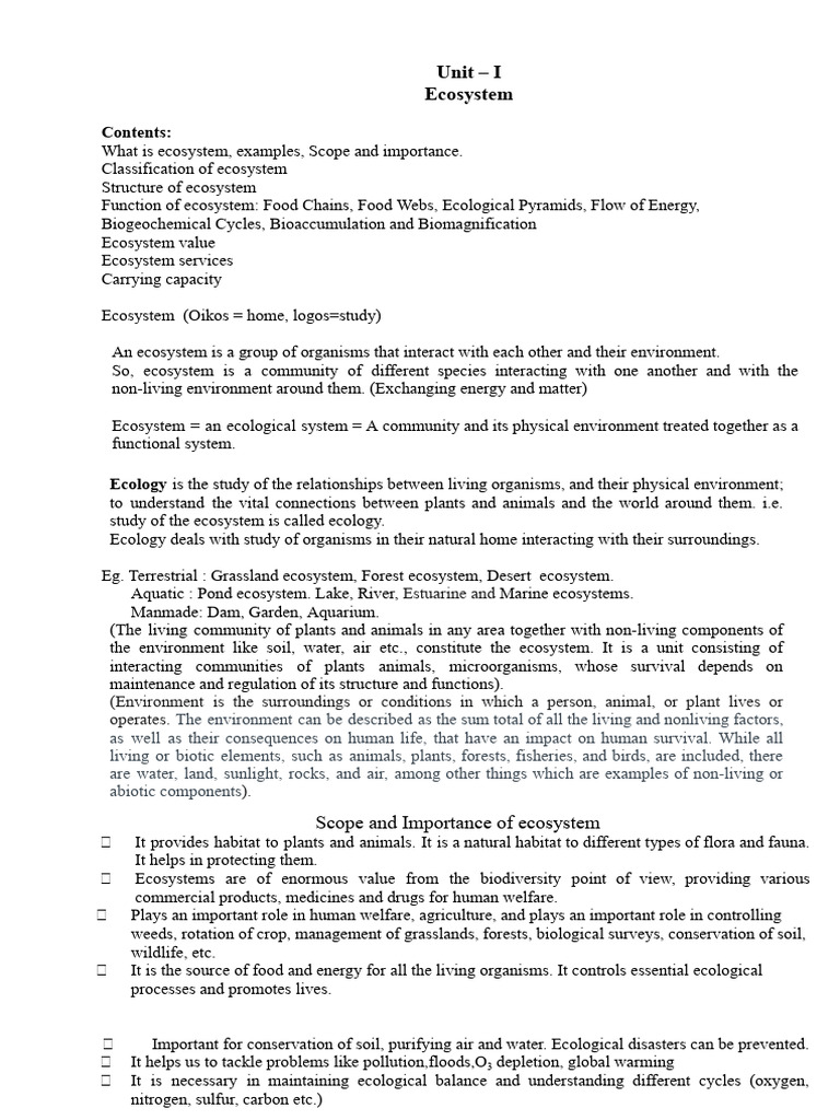Unit 1 Ecosystem Docx Pdf Food Web Ecosystem