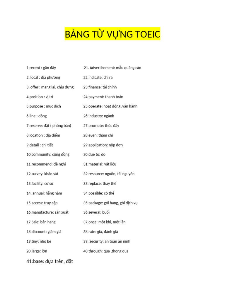 B NG T V NG Toeic | PDF