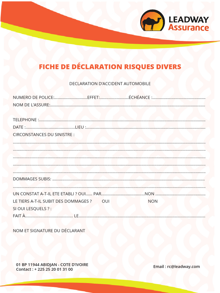 Déclaration d'Accident Automobile | PDF | Transport | Véhicules